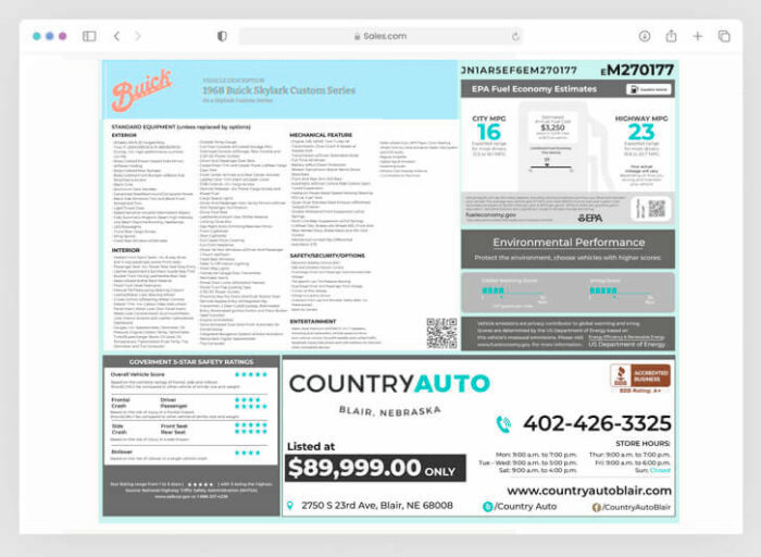 Classic Lincoln Window Sticker by VIN Number Lookup