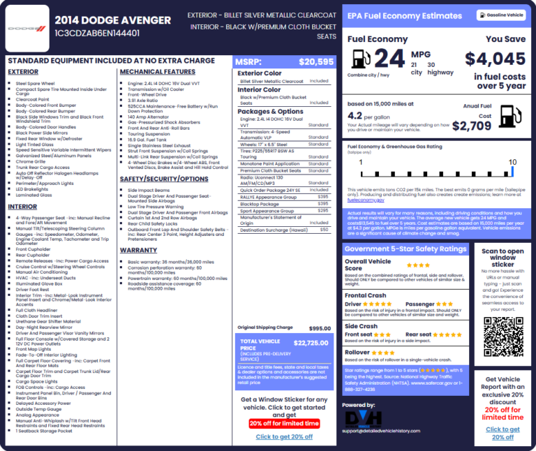 Dodge Window Sticker by VIN: See Original Features & MSRP